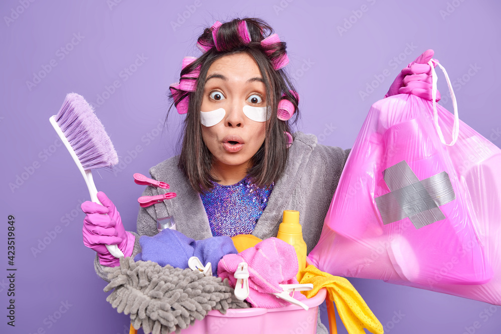 Omg look at this mess. Surprised Asian housewife busy doing housework ...