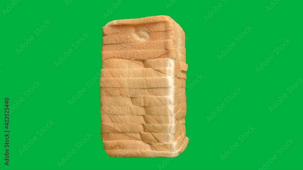 Whole wheat bread rotation on chroma key green screen background, Close ...