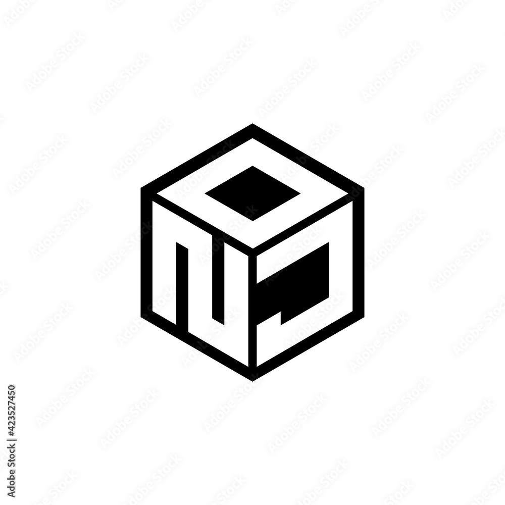 NJD letter logo design with white background in illustrator, cube logo ...