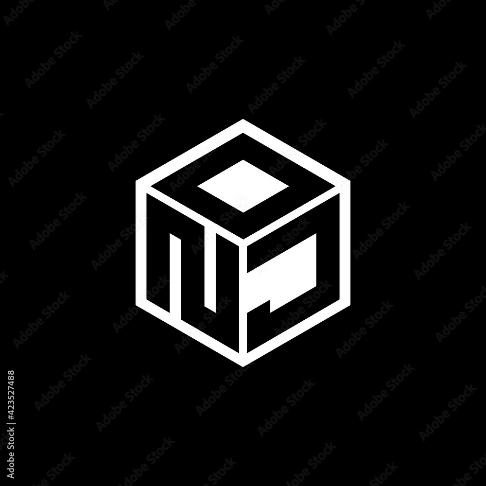 NJD letter logo design with black background in illustrator, cube logo ...