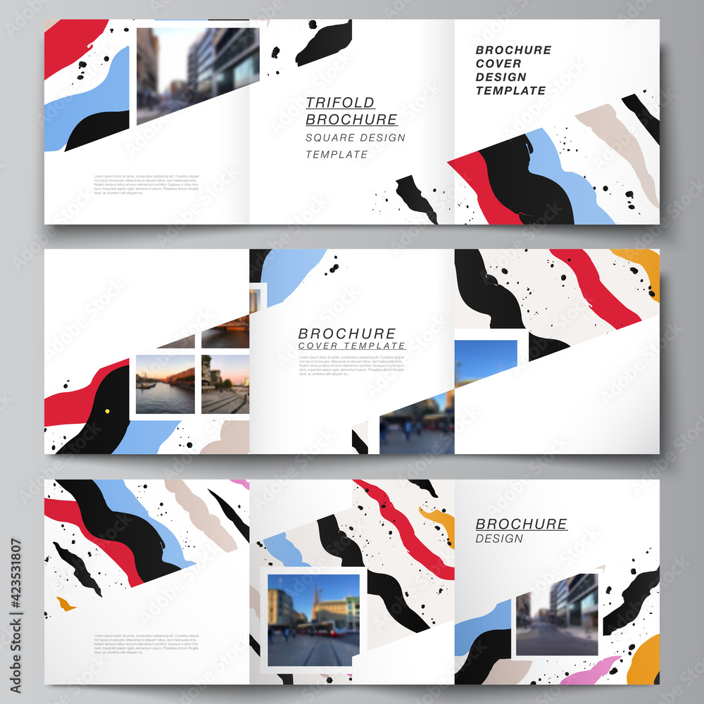 Vector layout of square covers design templates for trifold brochure ...
