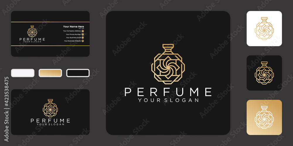 Luxury design for perfume logo design template and business card Stock ...