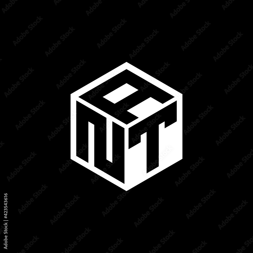 NTA letter logo design with black background in illustrator, cube logo ...