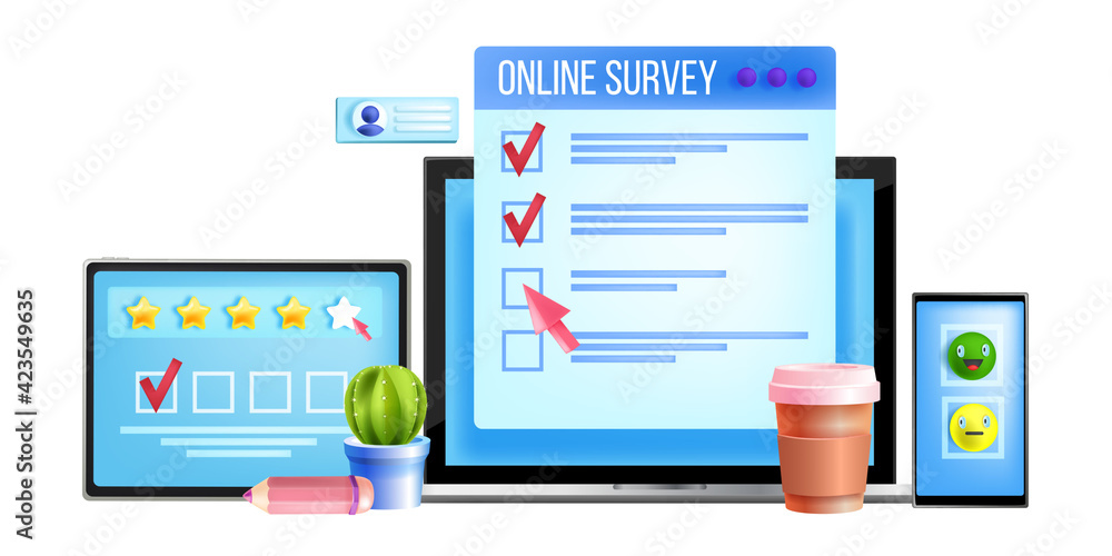 Online survey, questionnaire in internet, customer web feedback vector ...