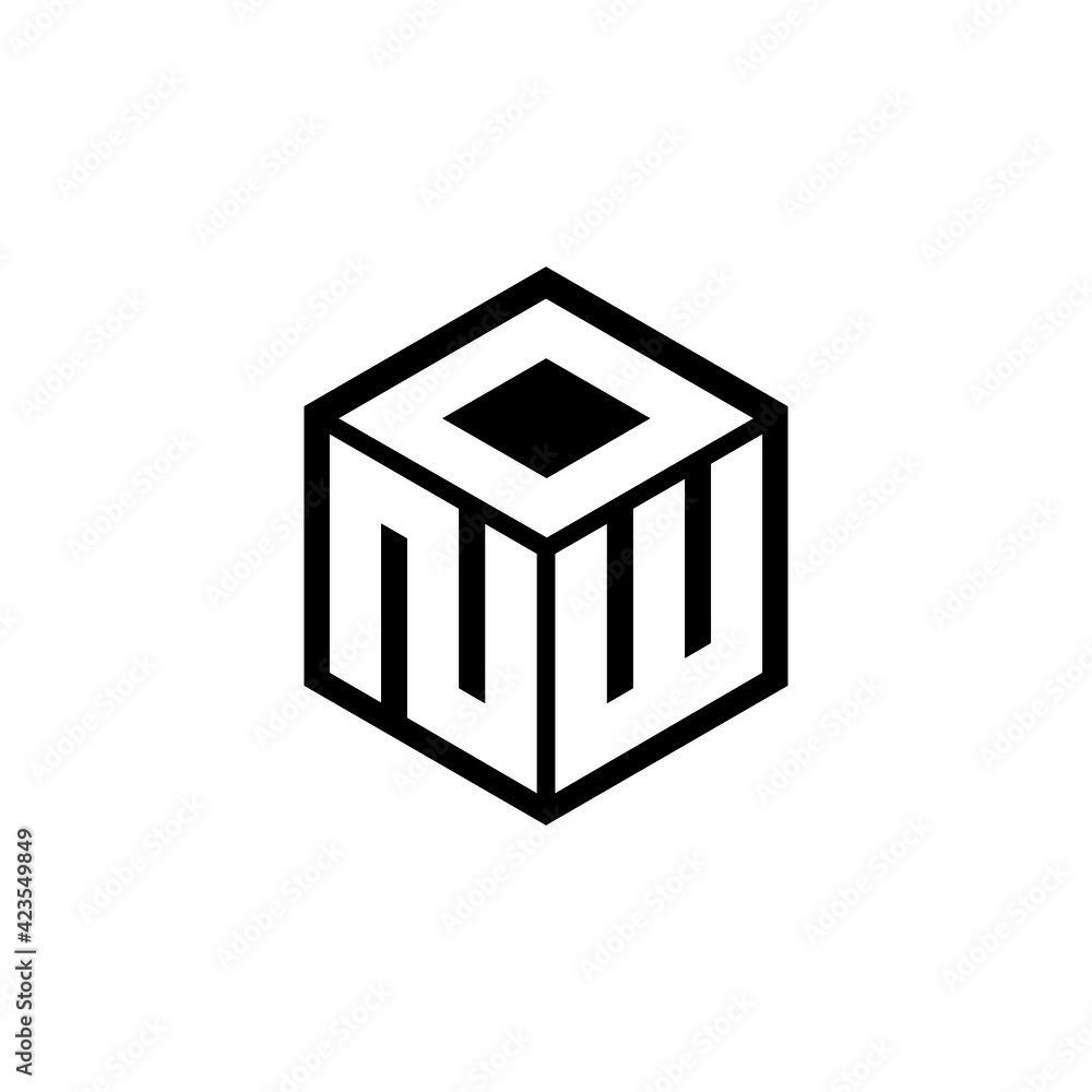 NWO letter logo design with white background in illustrator, cube logo ...