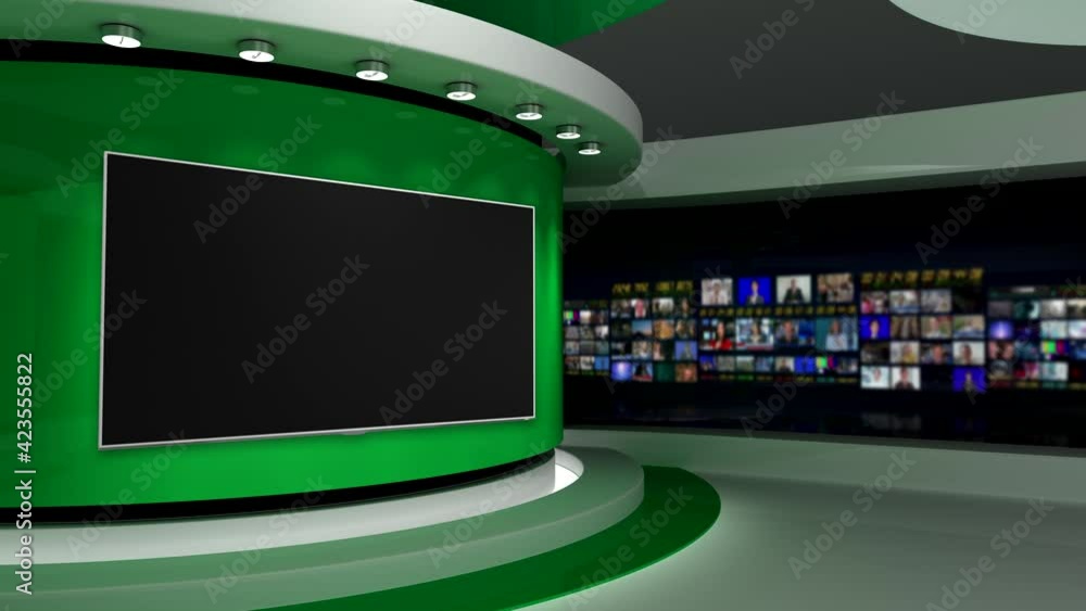 TV studio. Green studio. Green background. News studio. The perfect ...