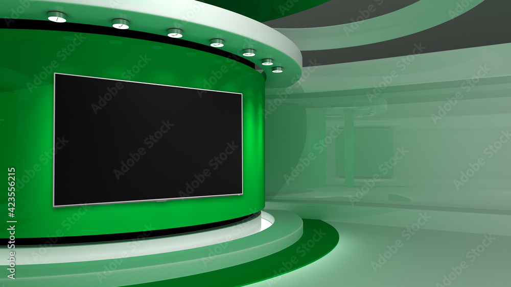 TV studio. Green studio. Green background. News studio. The perfect ...
