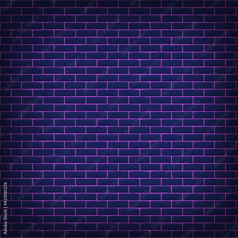 Neon brick wall in blue and pink color for website and digital ...