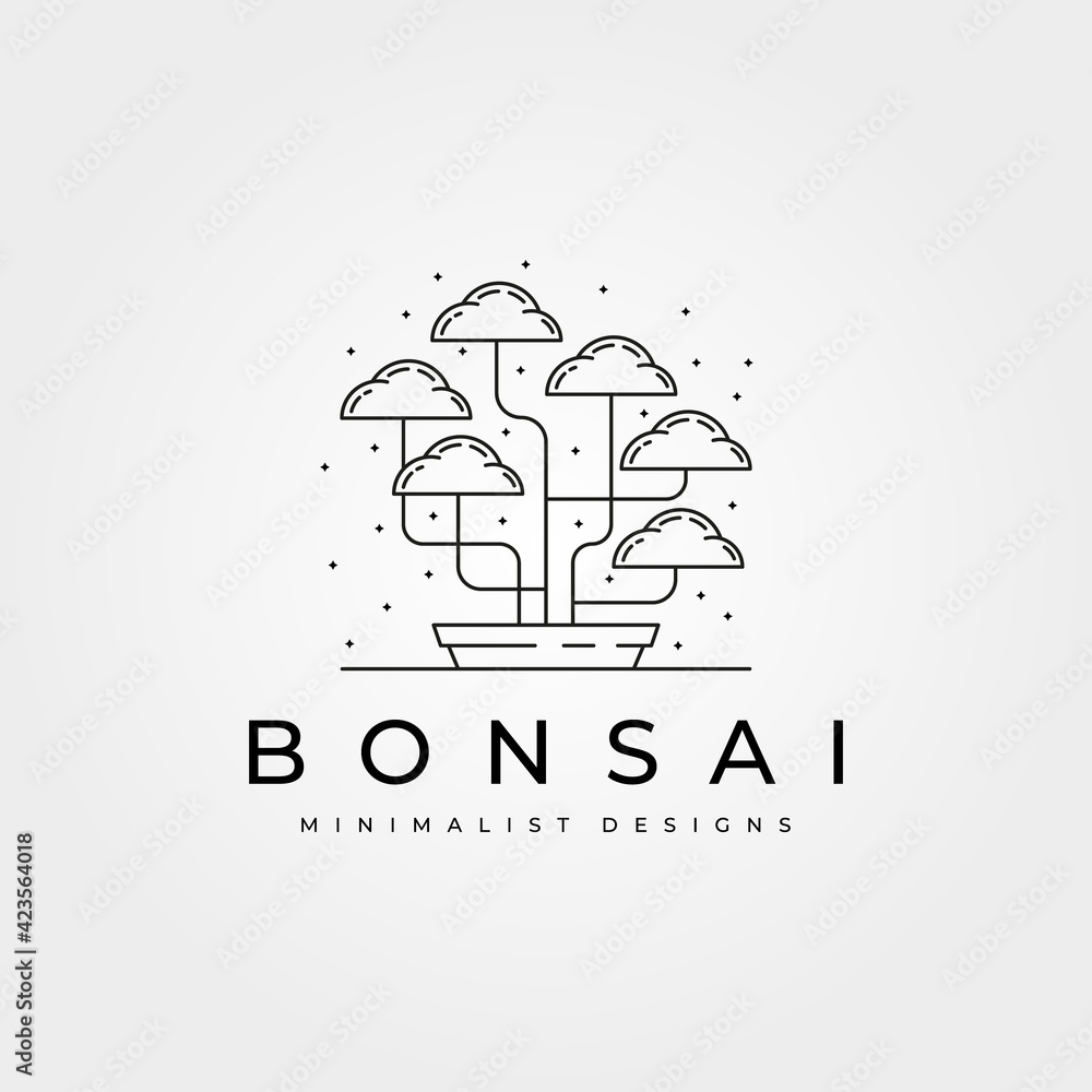 line art bonsai tree icon logo vector symbol illustration design ...