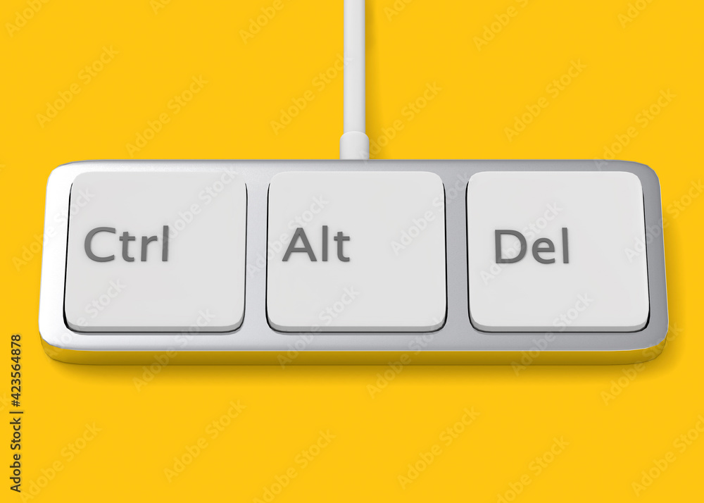 Ctrl Alt Del - Minimal Keyboard concept - 3D Stock Illustration | Adobe ...