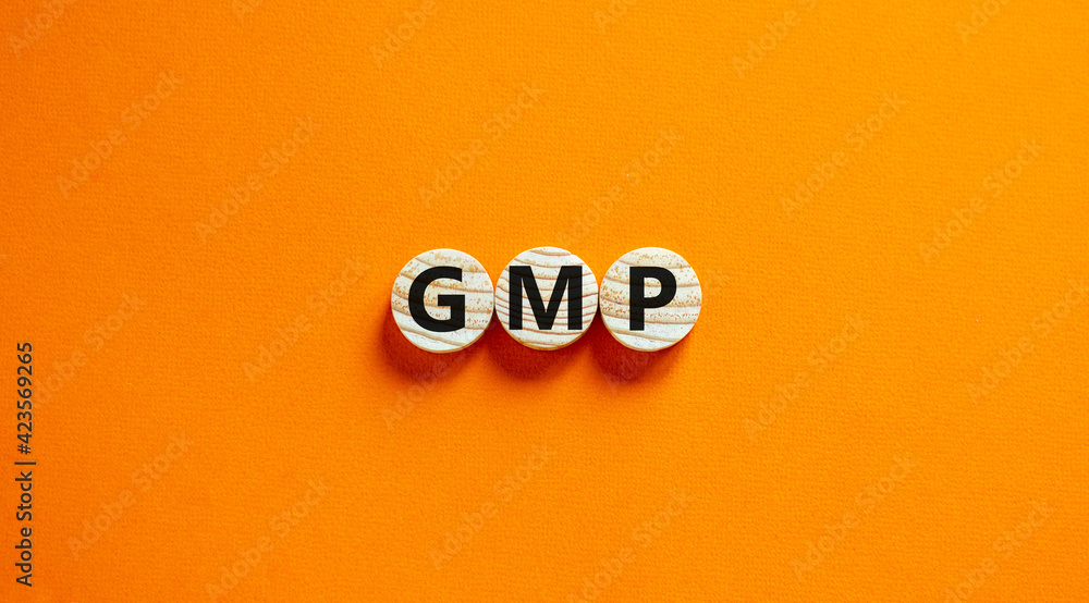 GMP, good manufacturing practice symbol. Concept words GMP, good ...