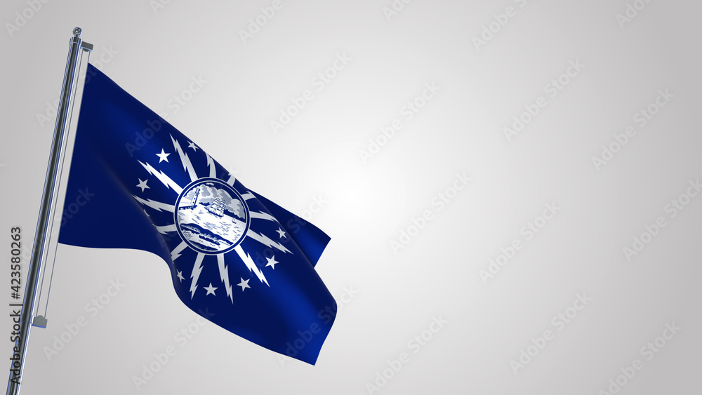 Buffalo New York 3D waving flag illustration on a realistic metal ...