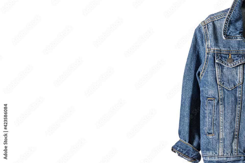 Denim jacket on white background Photography in landscape format with ...