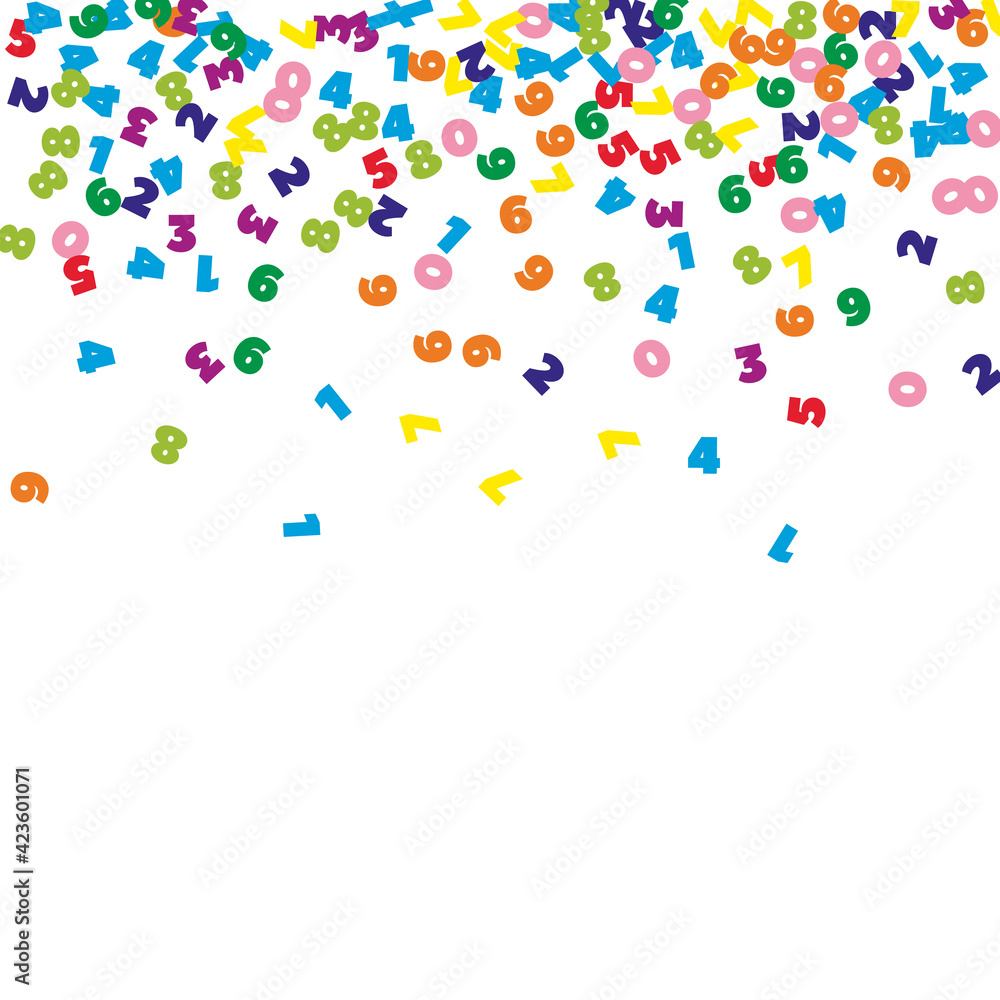 Falling colorful numbers. Math study concept with flying digits ...
