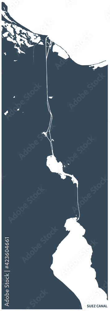 Detailed map of Suez Canal in Egypt. Suez map of vector. Stock Vector ...