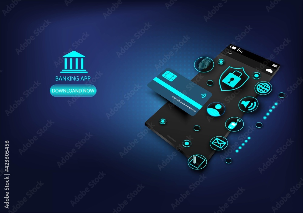 Technology with Smartphone digital logo.Abstract cyber security and ...