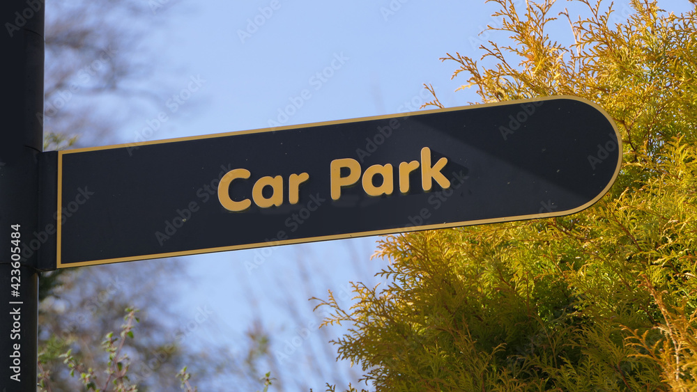 Caravan, Car Park and Visitor Centre signs at the Park Stock Photo ...