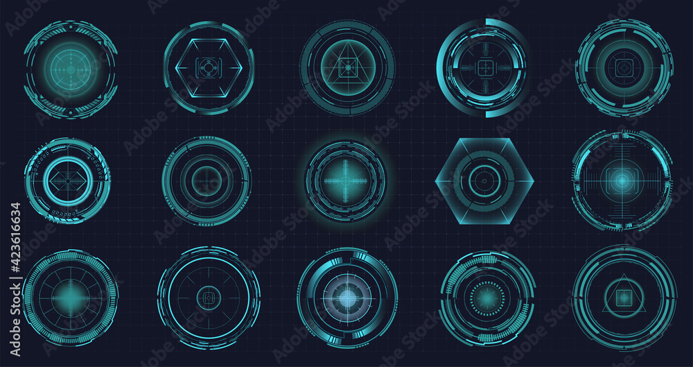 Modern aiming system ui, ux. Futuristic optical aim. Military ...