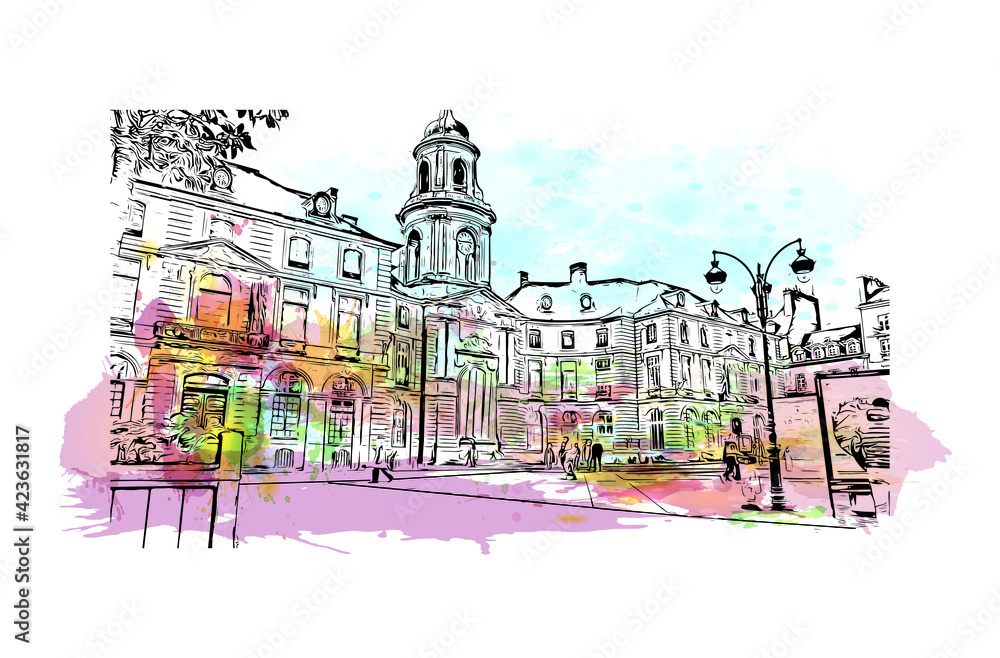 Building view with landmark of Rennes is the city in France ...
