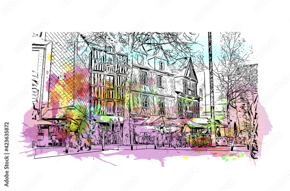 Building view with landmark of Rennes is the city in France ...