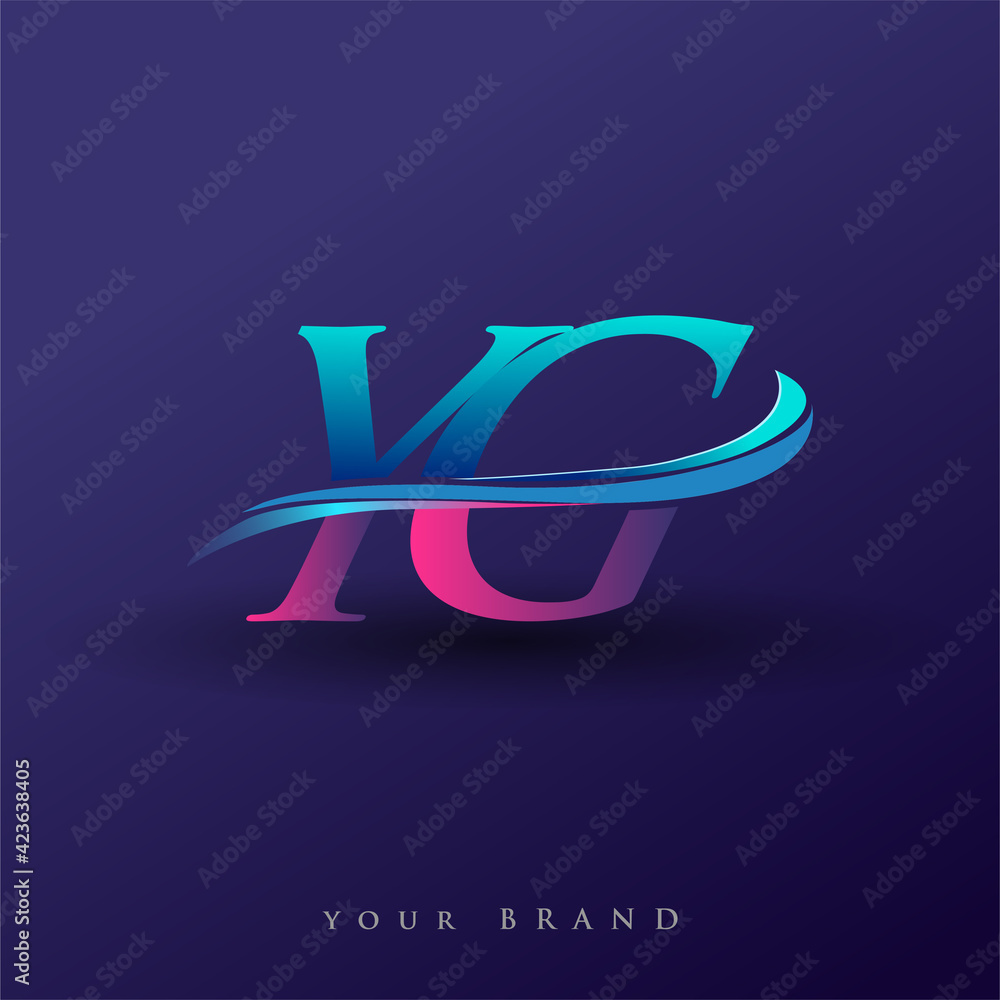 YG initial logo company name colored blue and magenta swoosh design ...