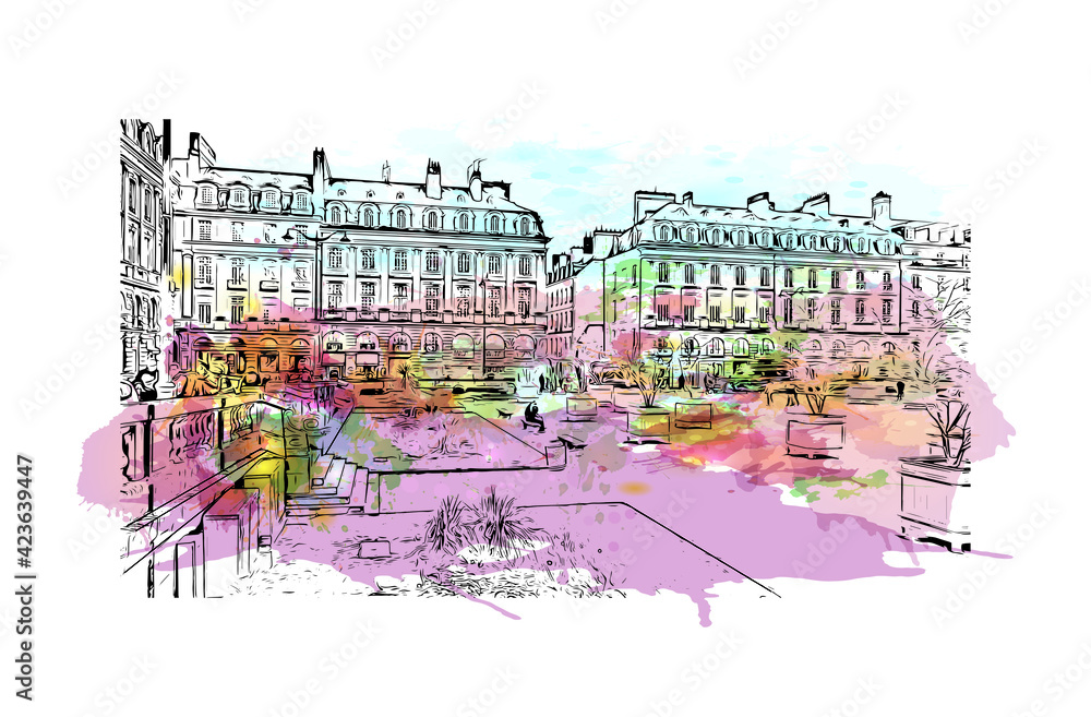 Building view with landmark of Rennes is the city in France ...