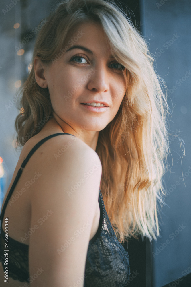 Beautiful girl in the studio. Boudoir photo session Stock Photo | Adobe ...