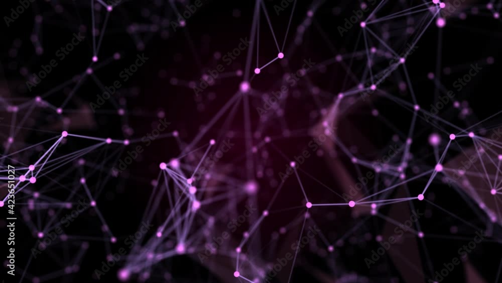 4K digital connection abstract animation dots and lines on purple ...