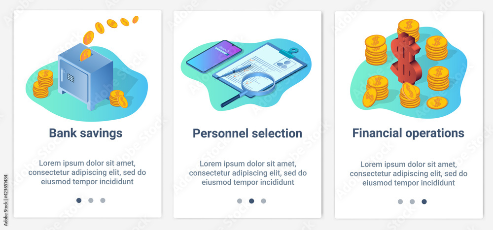 Modern flat illustrations in the form of a slider for web design. A set ...