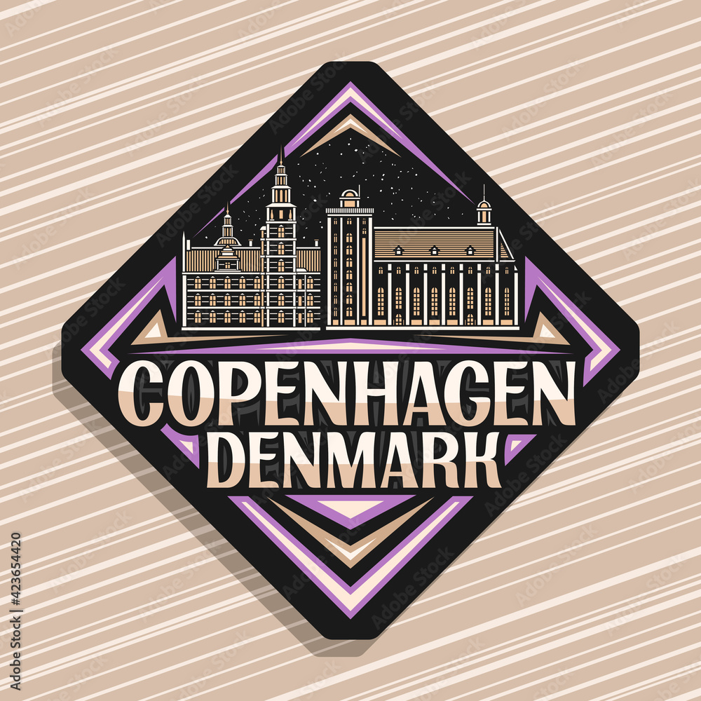 Vector logo for Copenhagen, dark rhombus road sign with outline ...