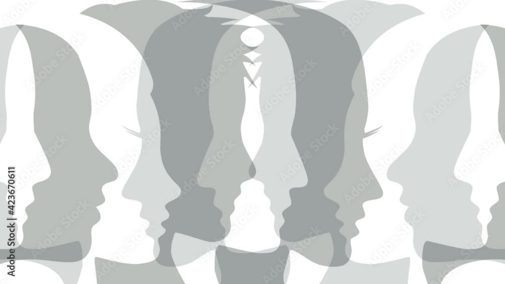 Crowd walking and crossing. Workers group, people in transparency. 2D ...