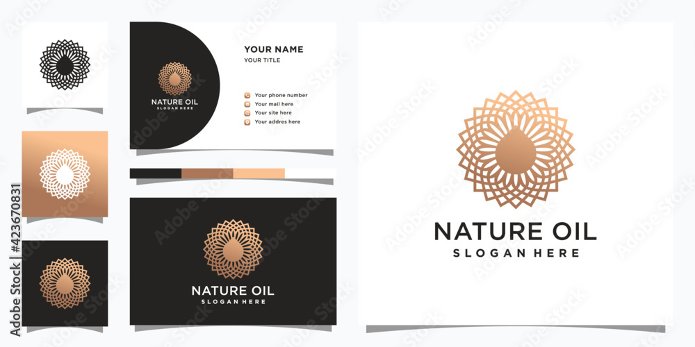 Nature oil logo design template and business card Premium Vector Stock ...
