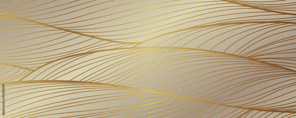 Gold abstract line arts background vector. Luxury wall paper design for ...