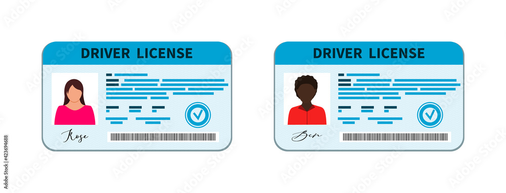 Vetor de Driver license. Card of driver licence with id. Document with ...