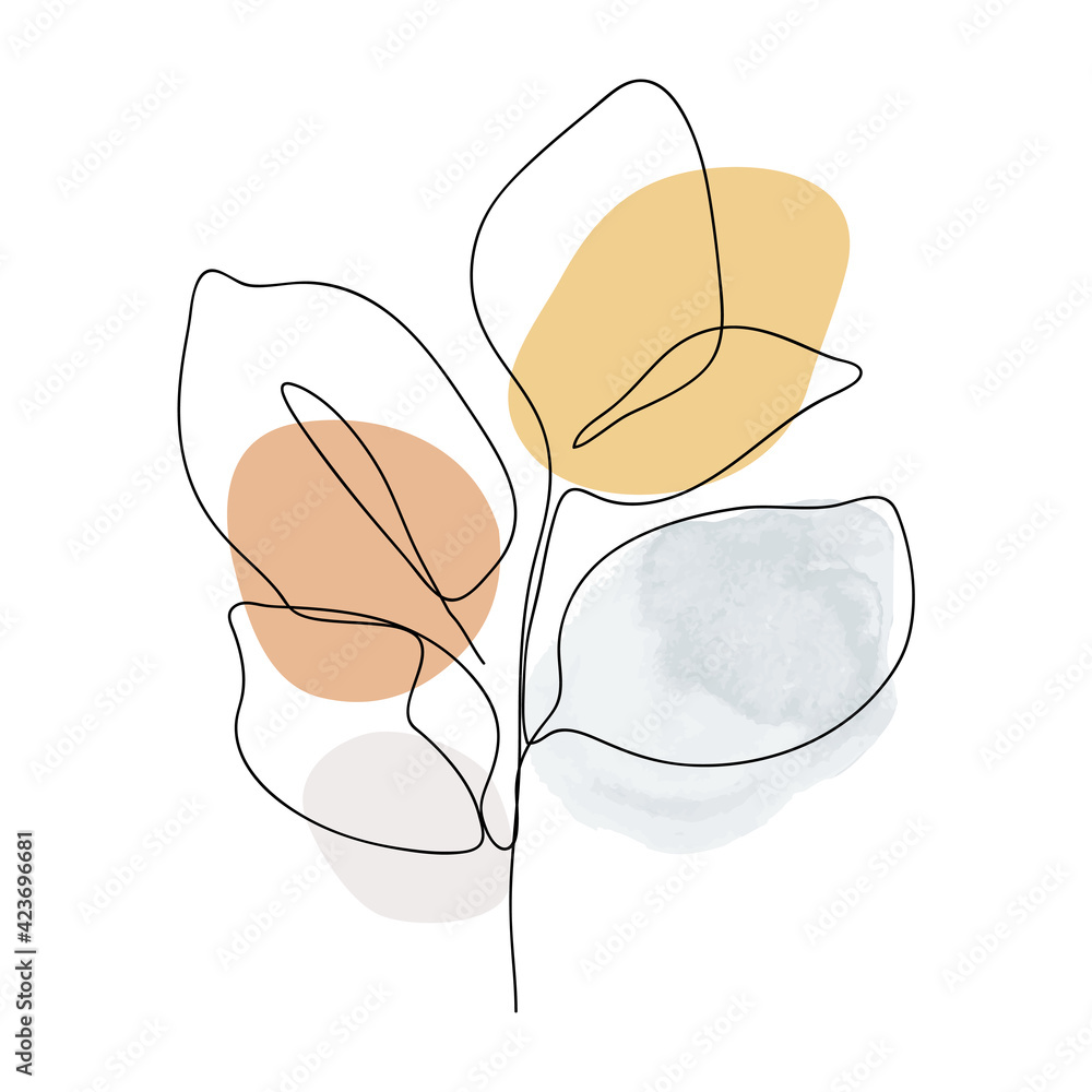 Tree Leaf line arts frame cover collection. Minimalistic modern line ...