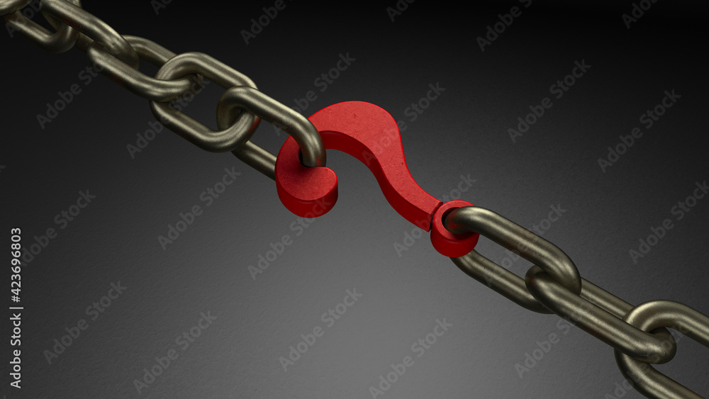 Photo & Art Print Red question mark and chain, adragan