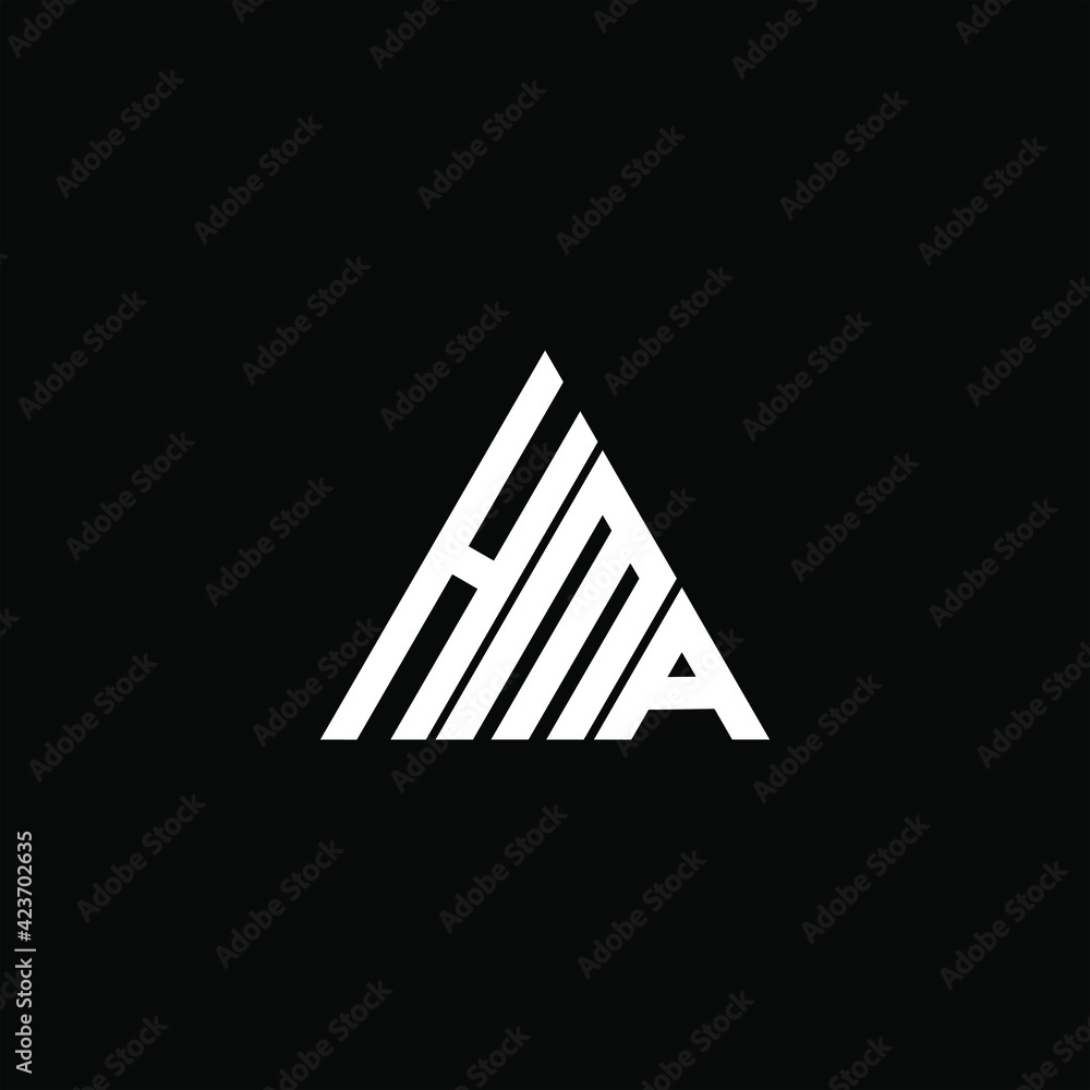 H M A letter logo creative design on black color background. HMA icon ...