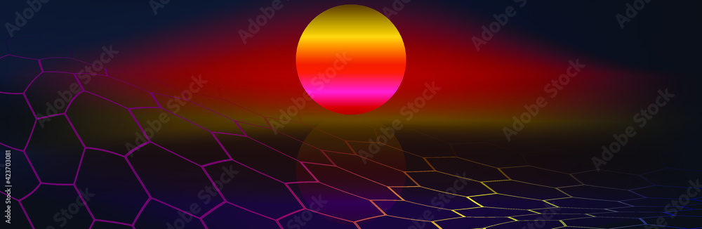 Retro background futuristic landscape 1980s 80s party background. Retro ...
