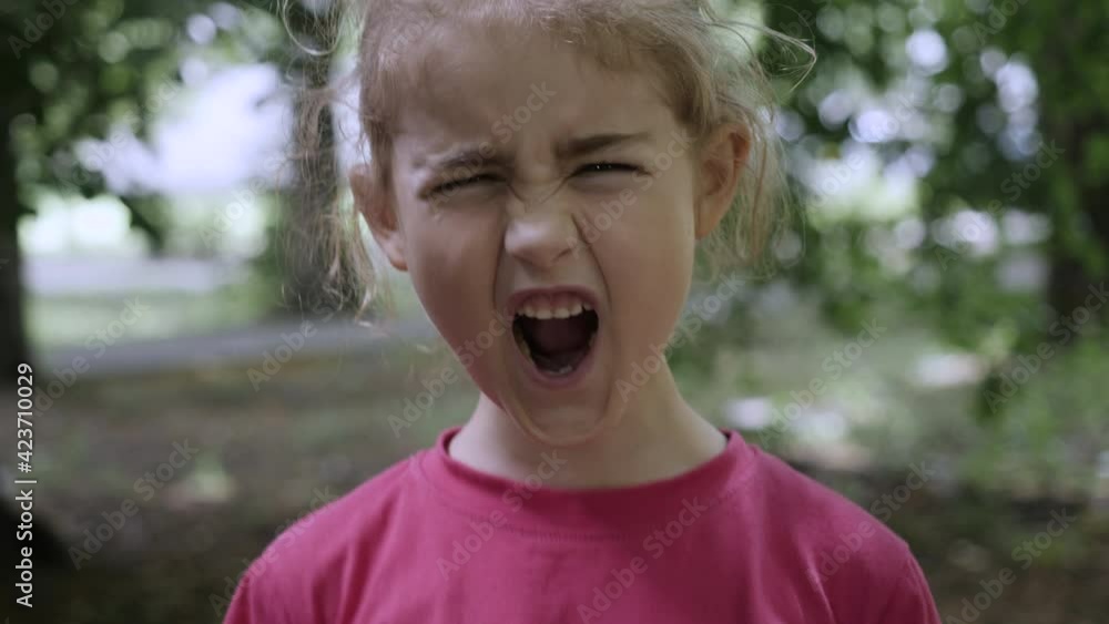 Child Shouting Loud. Portrait of Shocked, Angry and Emotional Little ...
