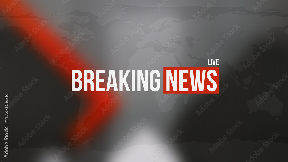 Breaking News Live. White text and planisphere on blurred background ...