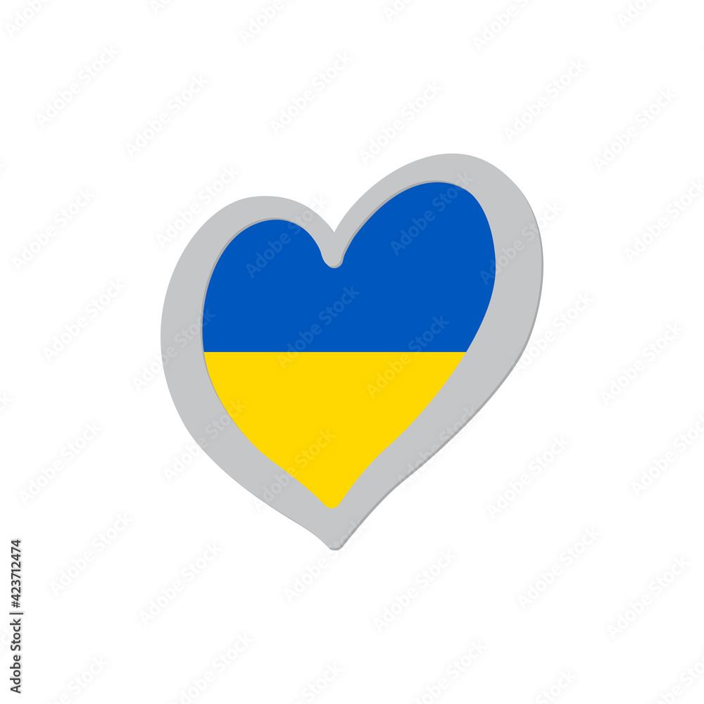 Ukraine flag inside of heart shape icon vector. Eurovision song contest ...