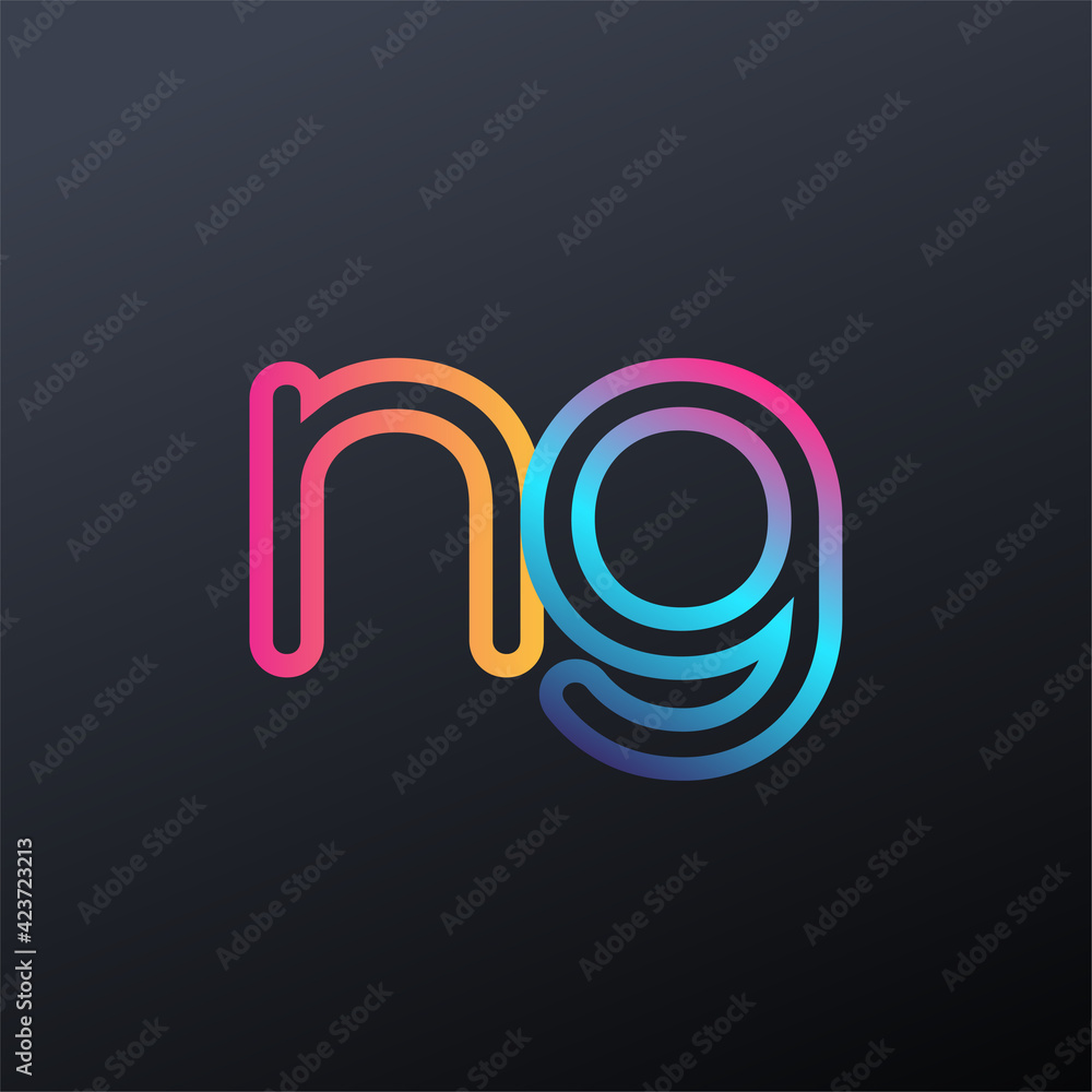 Vetor de initial logo NG lowercase letter, colorful blue, orange and ...