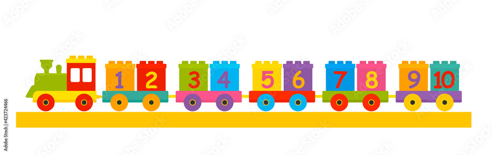 childrens constructor train with trailers with numbers from 1 to 10 ...