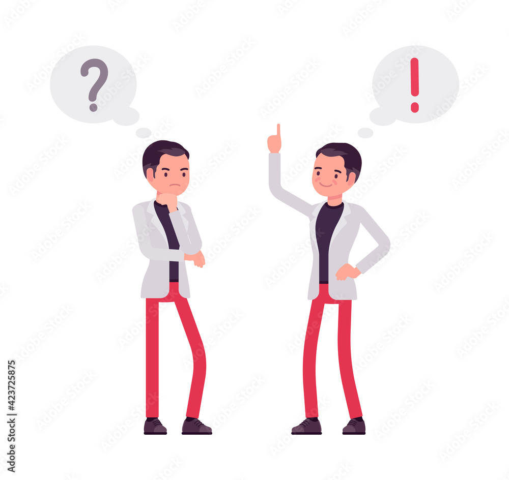 Smart businessman, entrepreneur, business manager, exclamation ...