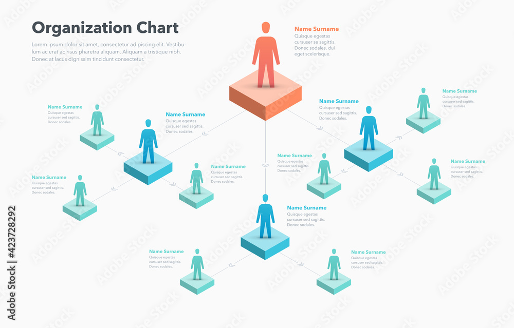 Company organization chart template with place for your content. Easy ...
