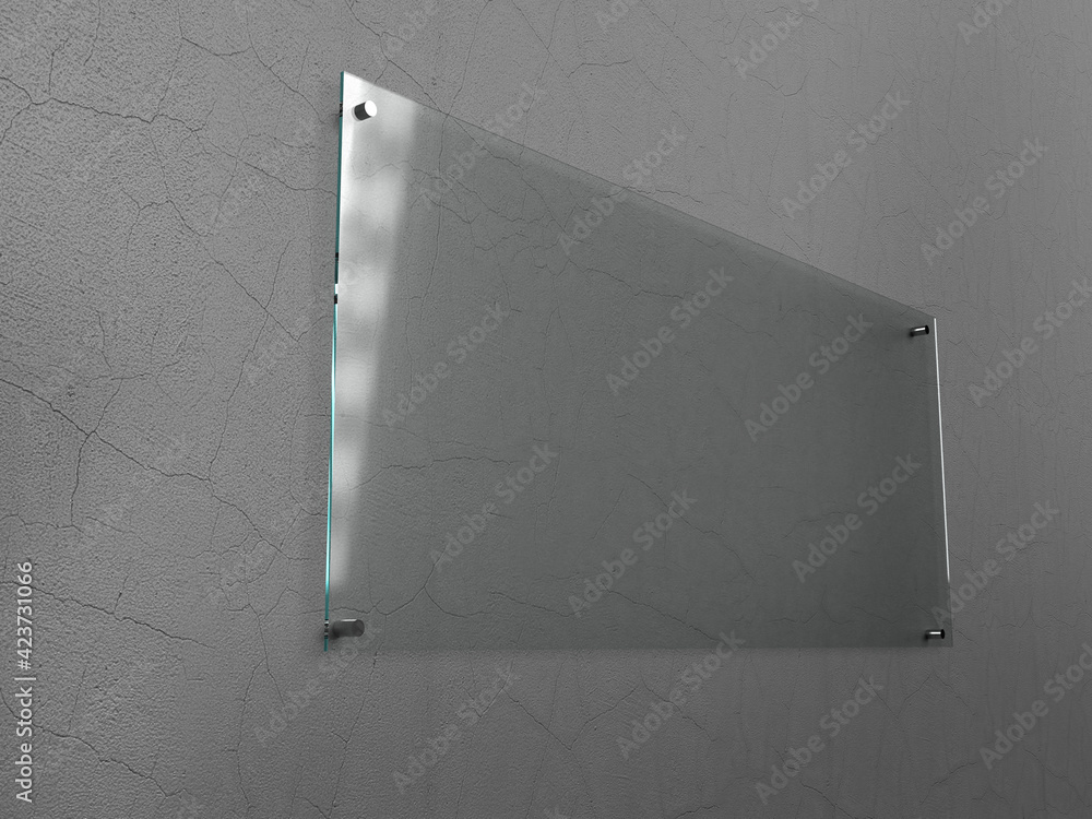 Glass sign on wall logo mockup template. For presentation branding ...