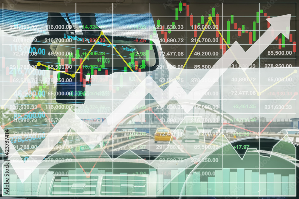 Stock financial successful investment on traffic insurance with interor ...