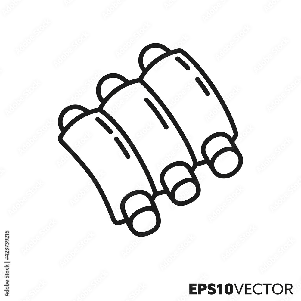 Spare ribs line icon. Outline symbol of prepared food. Pork meat vector ...