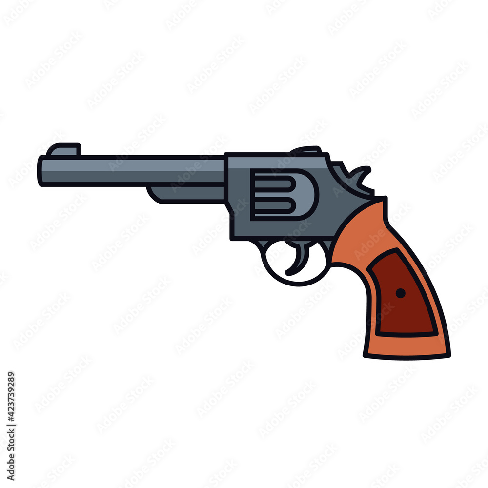 6 shooter gun icon . Clipart image isolated on white background Stock ...