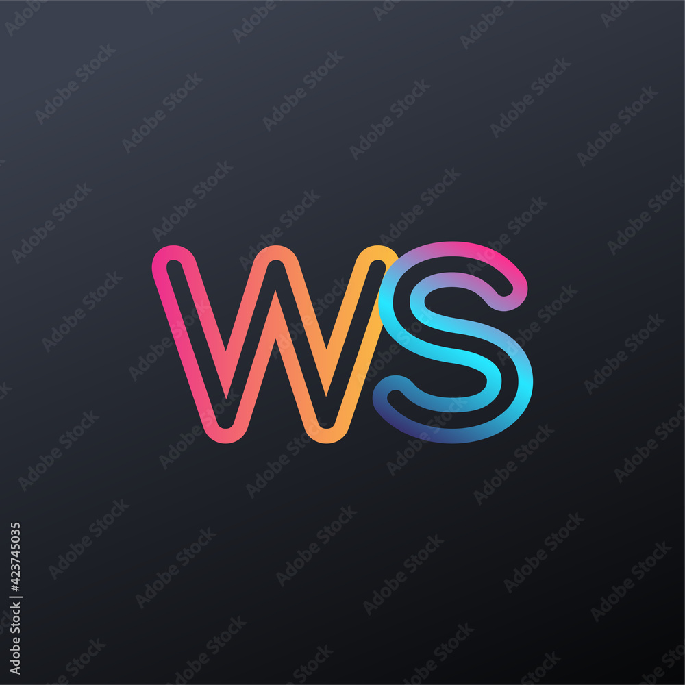 initial logo WS lowercase letter, colorful blue, orange and pink ...